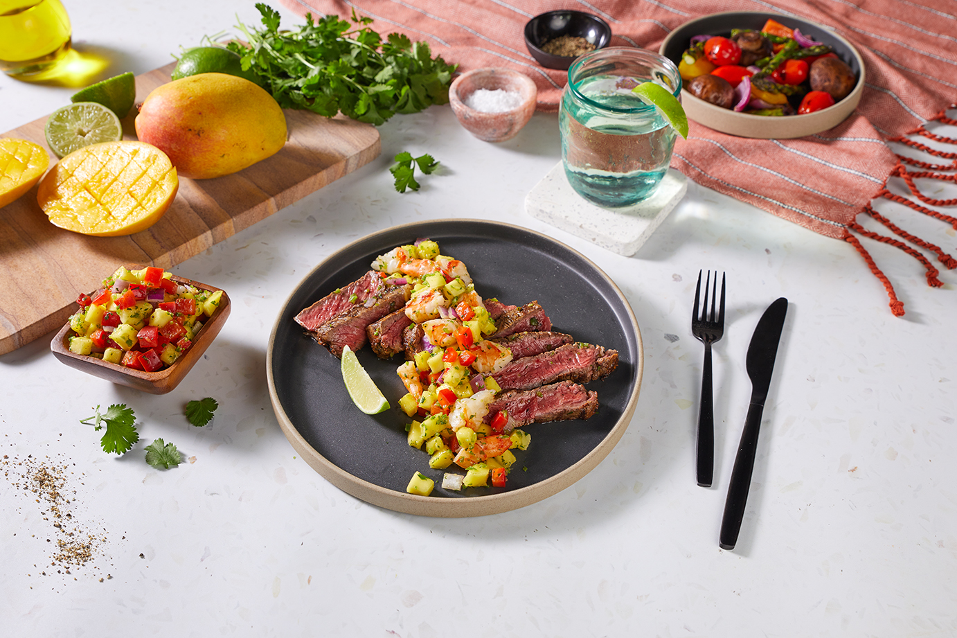 Strip Loin Steak with Shrimp and Mango Salsa - Calgary Co-op